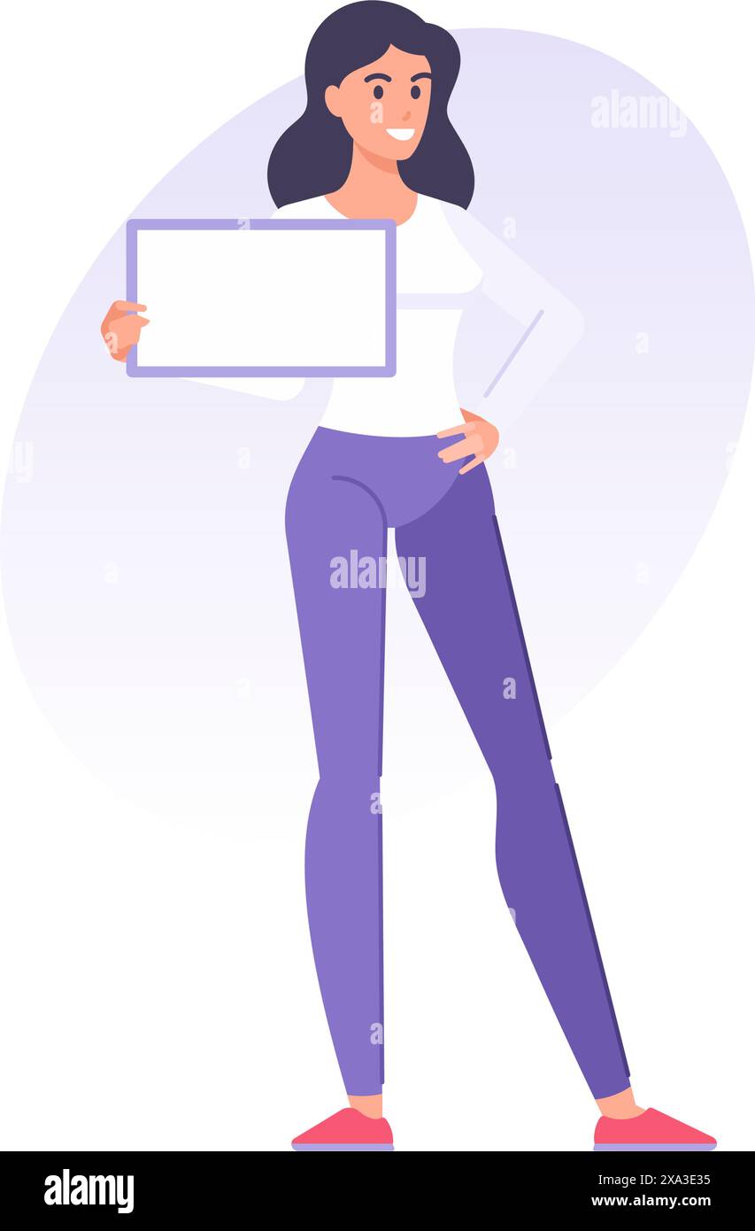 Businesswoman holding placard Stock Vector Images - Alamy