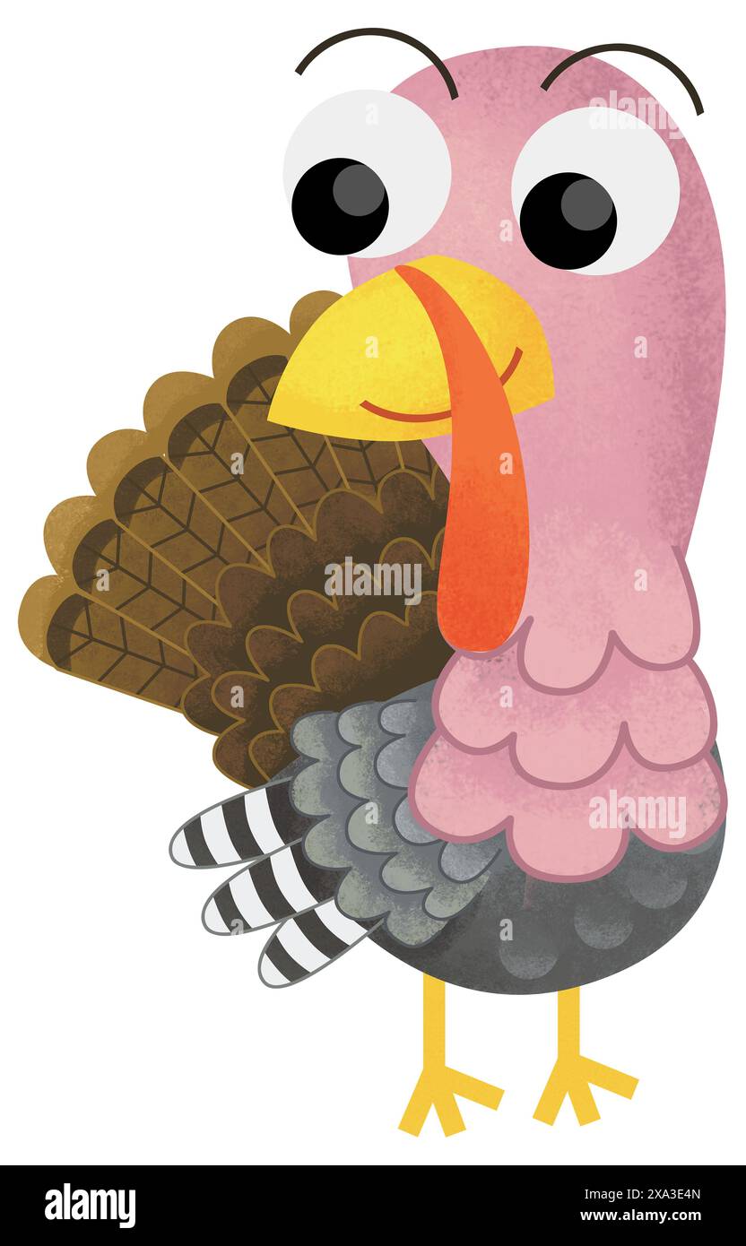 Cartoon funny cheerful farm animal bird turkey standing and smiling ...