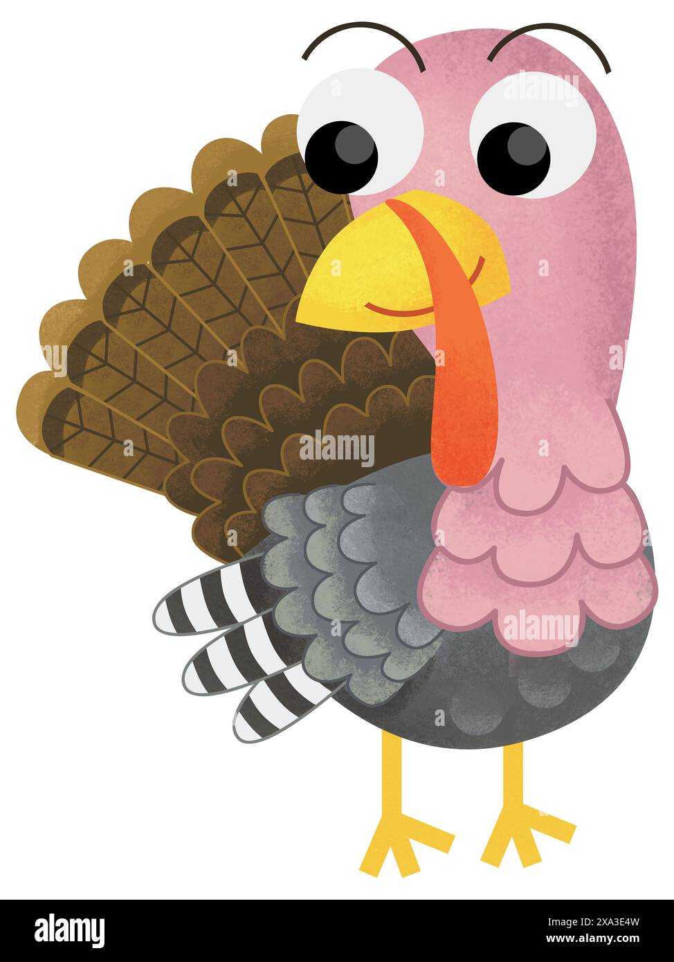 Cartoon funny cheerful farm animal bird turkey standing and smiling ...