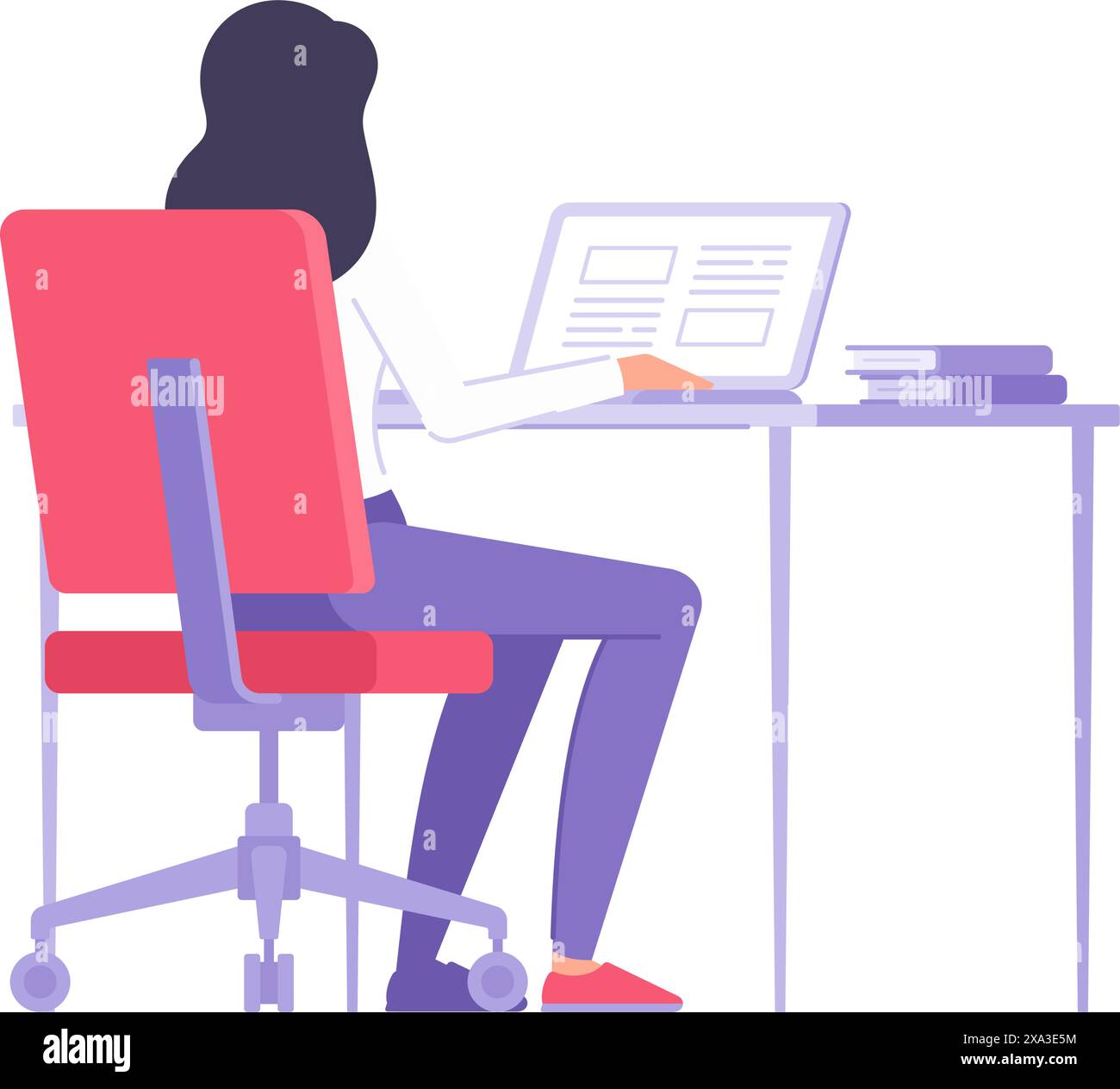 Back view female student online elearning distance education sitting ...