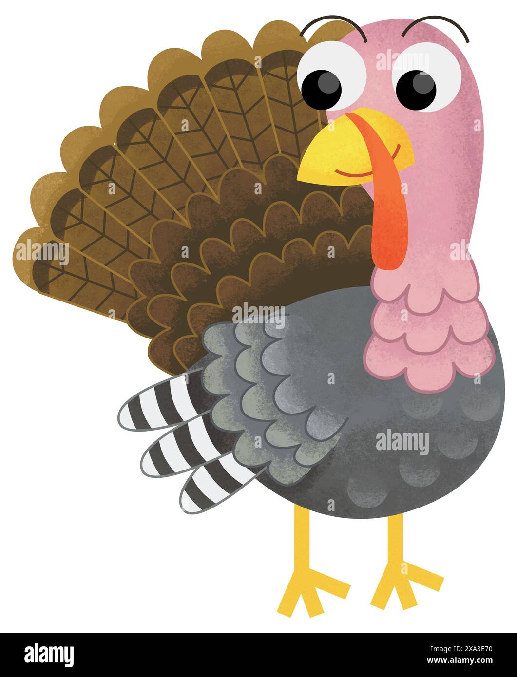 Cartoon funny cheerful farm animal bird turkey standing and smiling ...