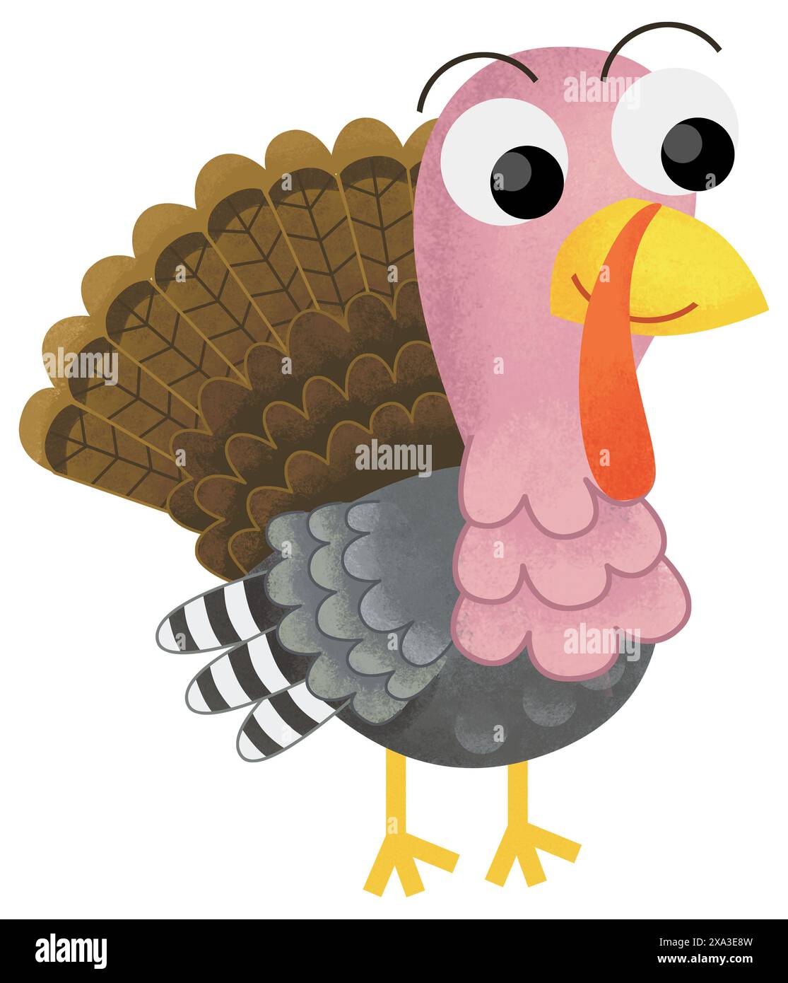 Cartoon funny cheerful farm animal bird turkey standing and smiling ...
