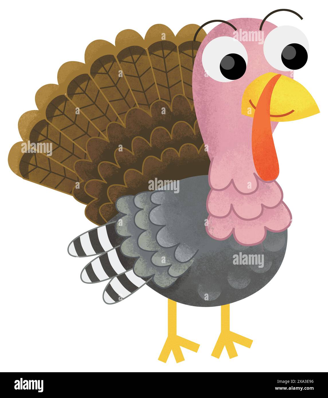 Cartoon funny cheerful farm animal bird turkey standing and smiling ...