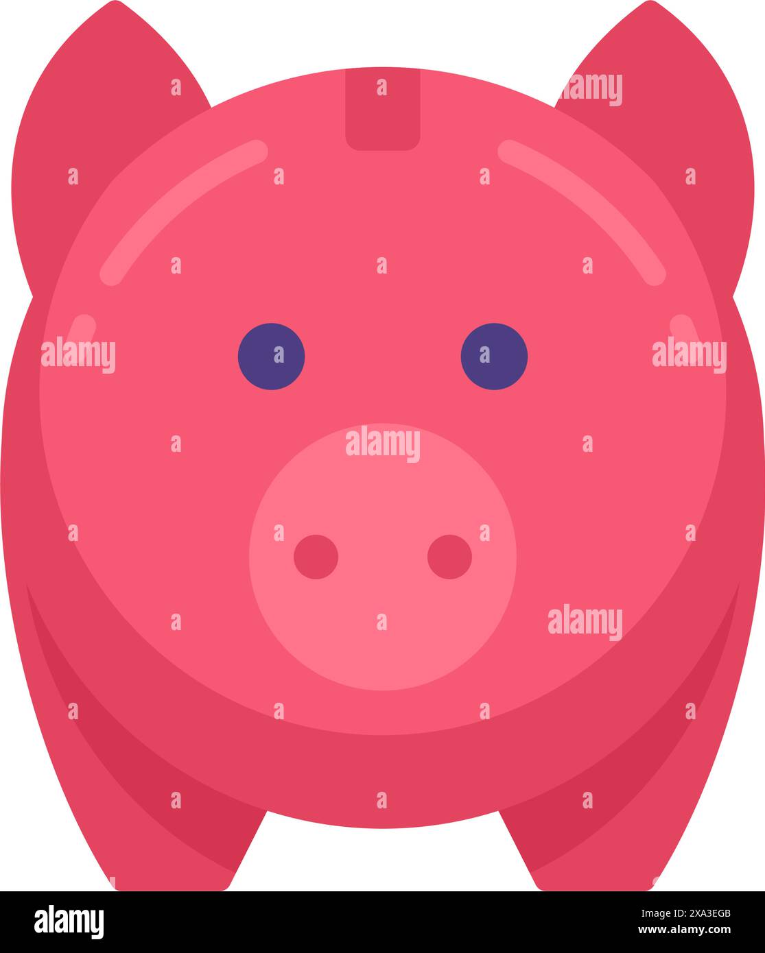 Pink piggy bank front view vector flat illustration. Funny domestic ...