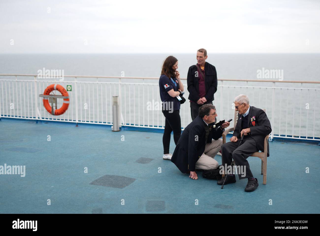D-Day veteran Ronald Hendrey, 98, from Clacton-on-Sea, Essex, speaks to ...