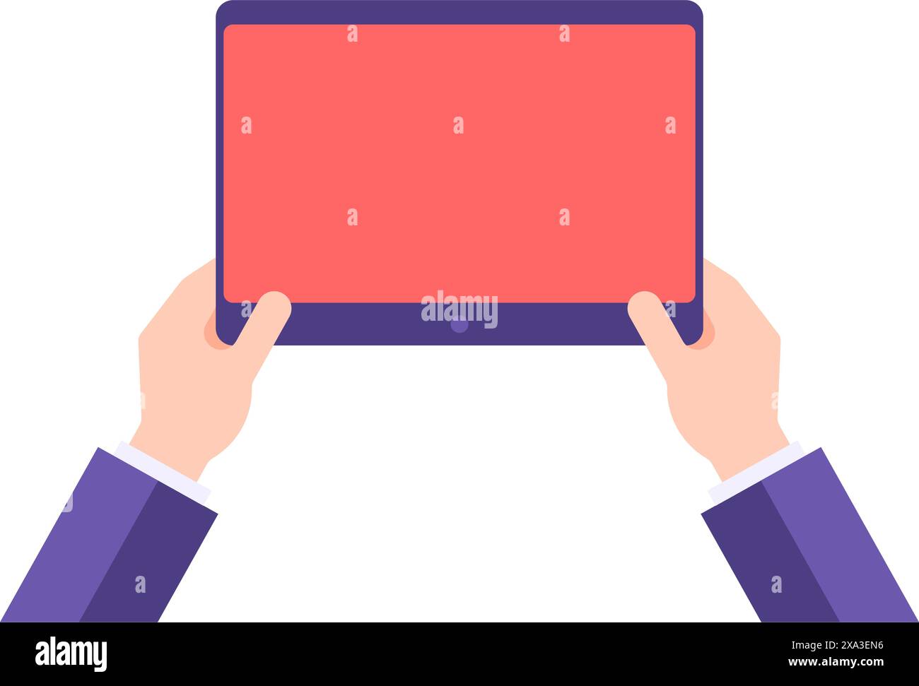 Business man hand holding tablet pc empty copy space screen browsing ...