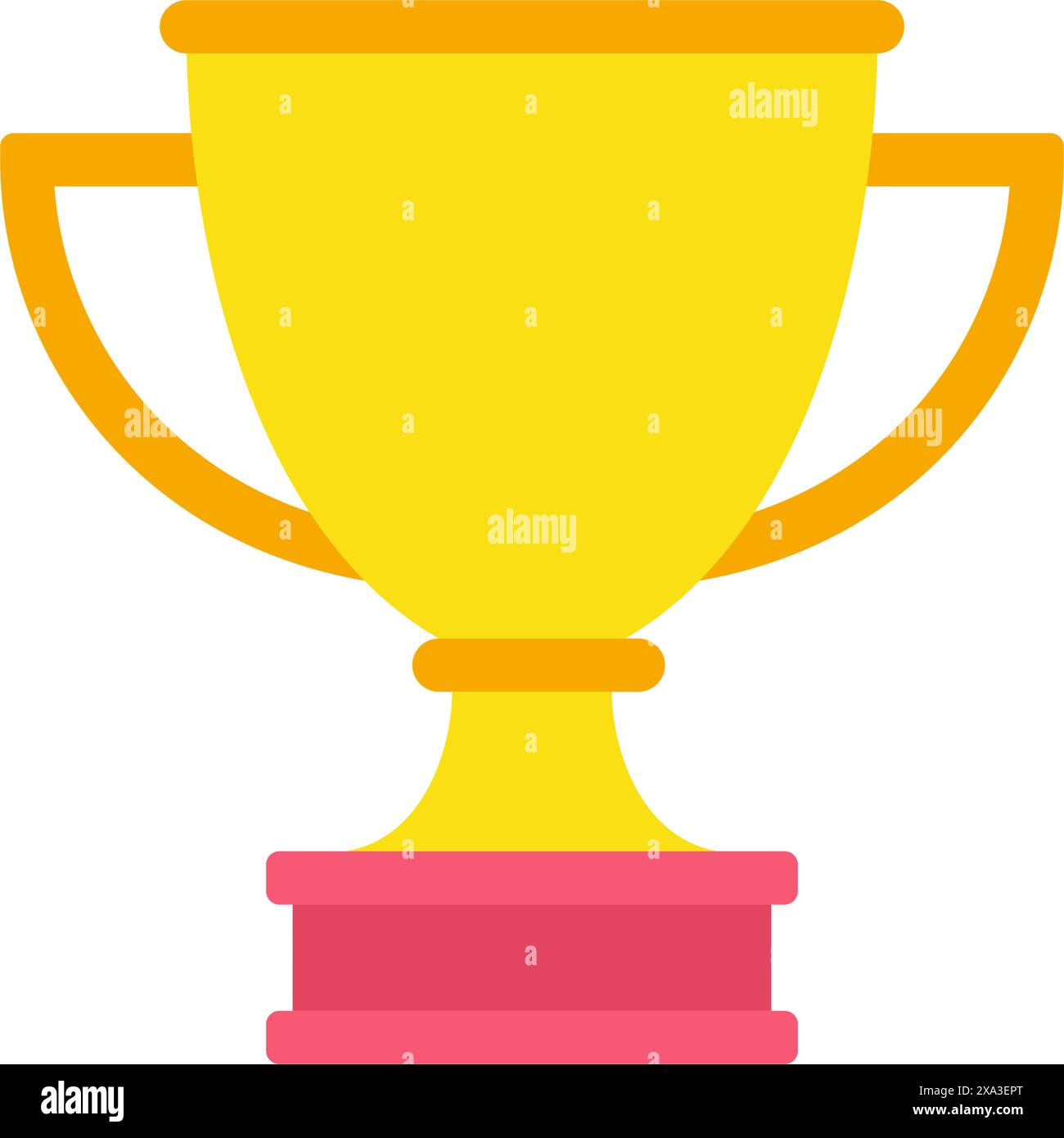 Glossy golden cup champion achievement with handles on red pedestal ...