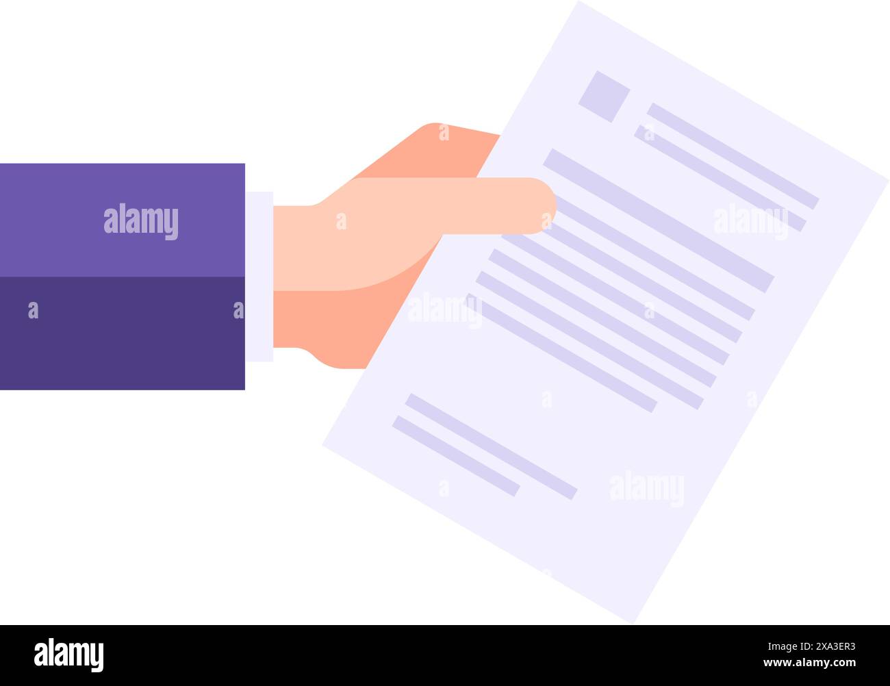 Male business hand in suit holding paper legal agreement document with ...