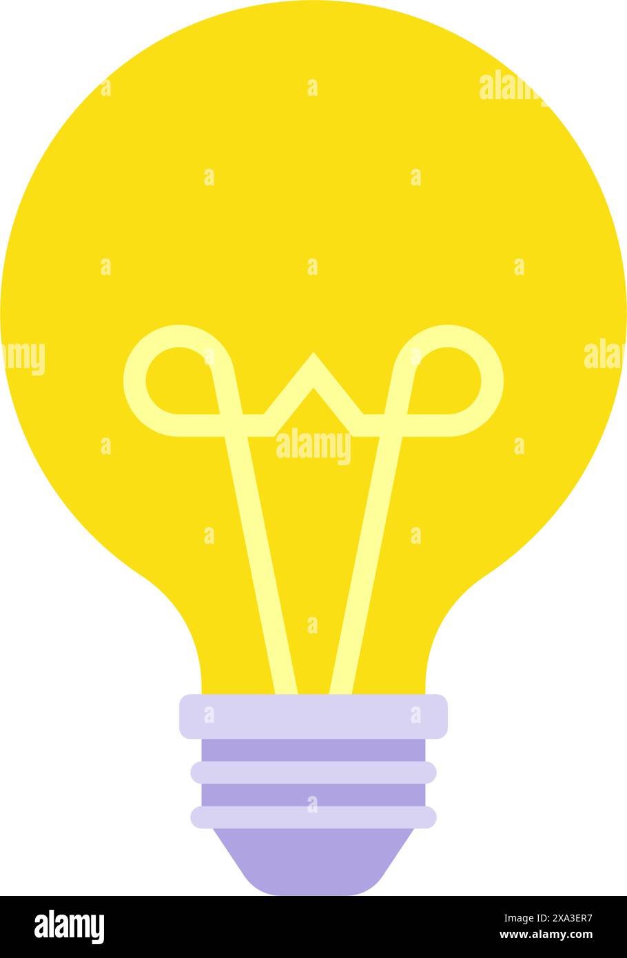 Simple yellow illuminated light bulb for indoor lighting vector flat ...