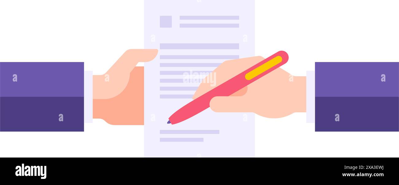 Businessman signing agreement office Stock Vector Images - Alamy
