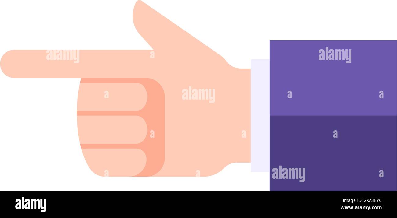 Business man in suit pointing forefinger left vector flat illustration ...