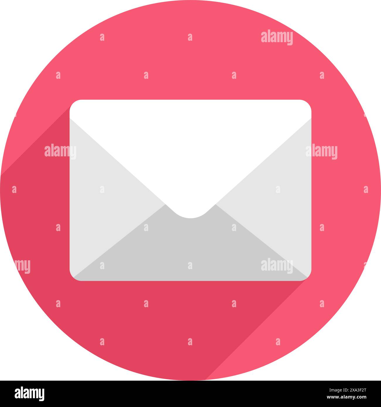 White paper envelope in red circle badge vector flat illustration ...