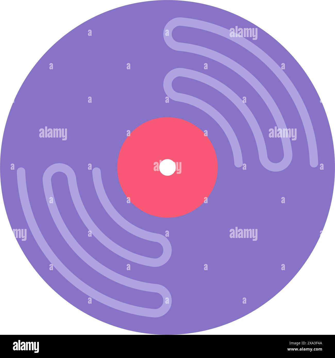 Purple rounded vinyl record top view vector flat illustration. Simple ...