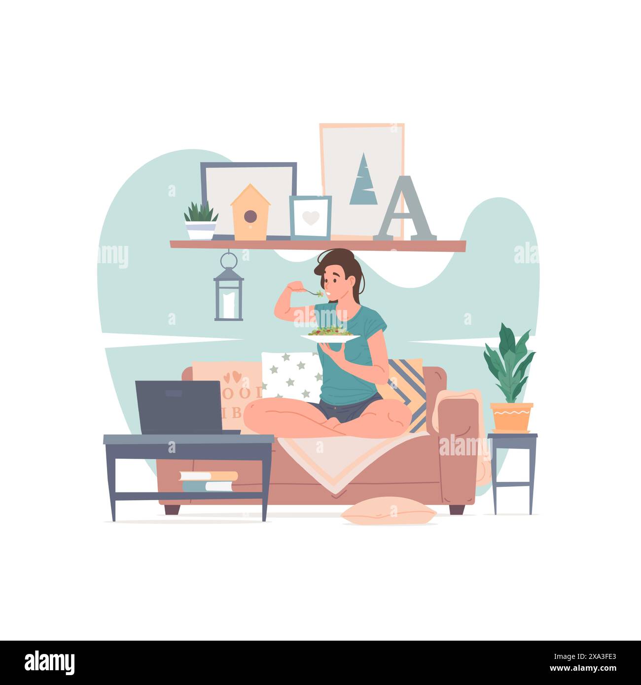 Woman watch film home Stock Vector Images - Alamy