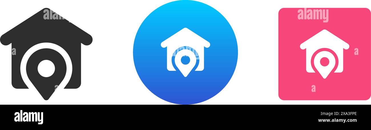 House hotel address map pin GPS pointer location destination place icon set vector flat ...