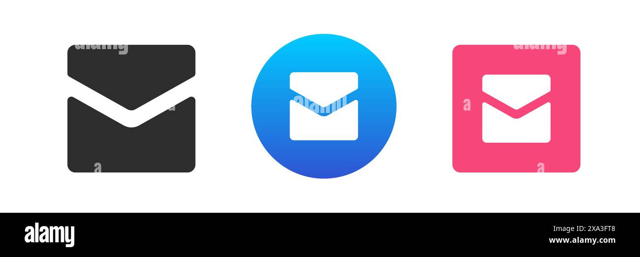 Email digital letter incoming message closed envelope icon set vector flat illustration ...