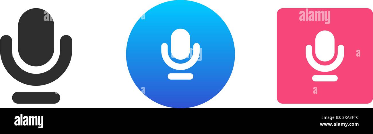 Microphone speech recording audio sound digital broadcasting icon set ...