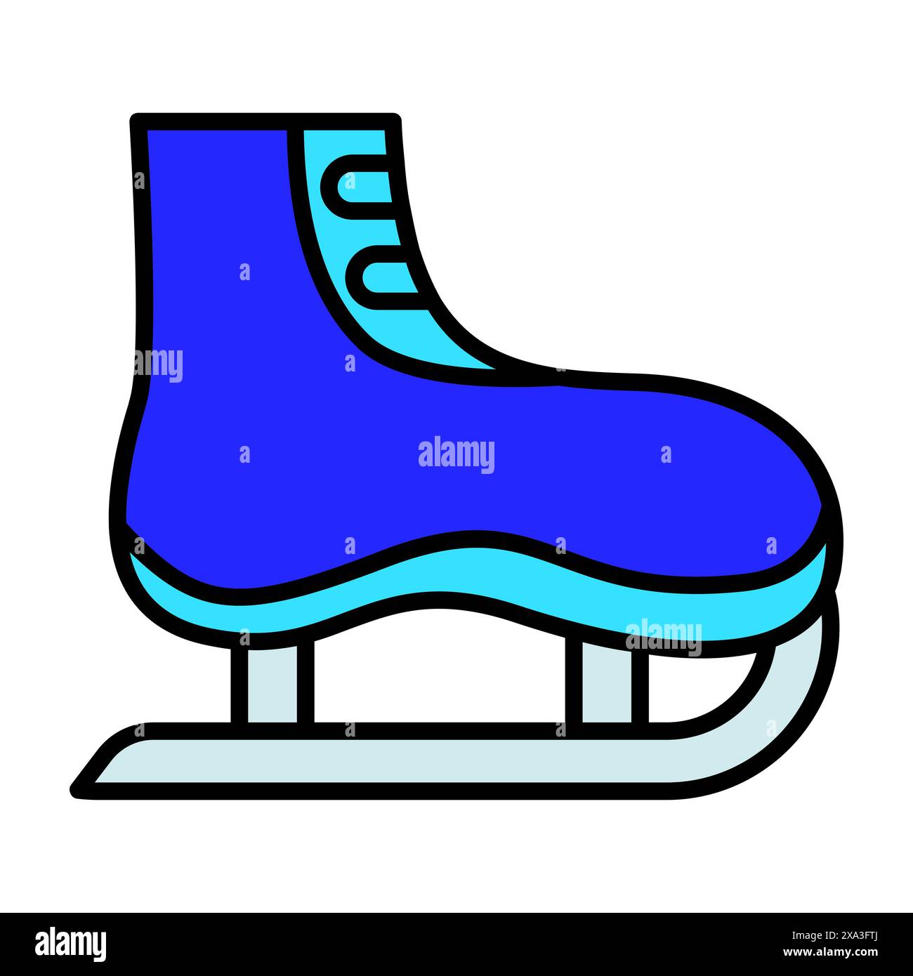 Ice skate set icon. Blue boot, metal blade, winter sports, ice rink ...