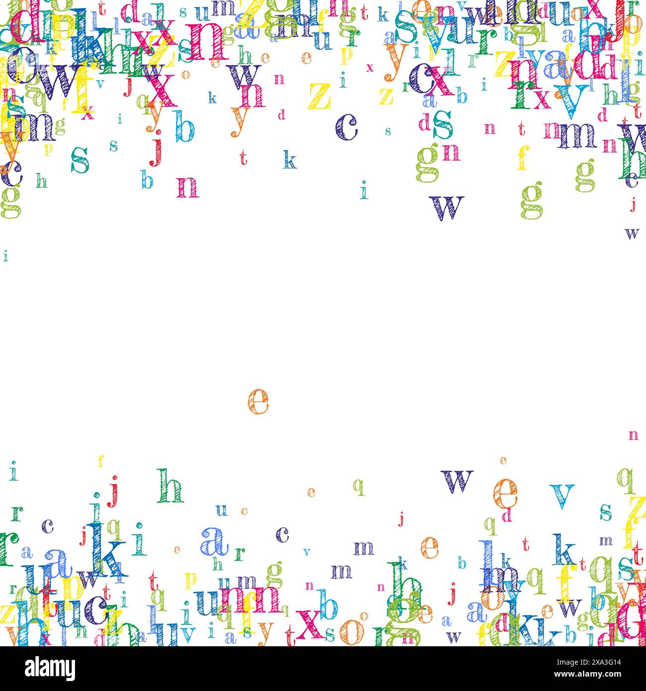 Scattered letters of latin alphabet. Colorful childish floating ...
