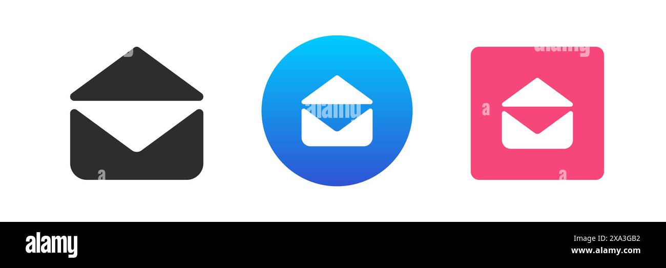 Email incoming message open envelope digital correspondence communication icon set vector flat ...