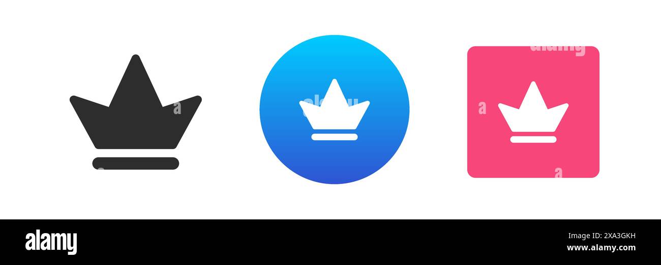 Crown monarchy win victory royal treasure element icon set vector flat ...