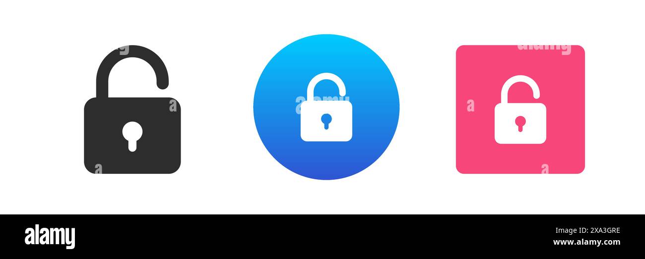 Padlock open lock access unlock password private encryption key icon ...