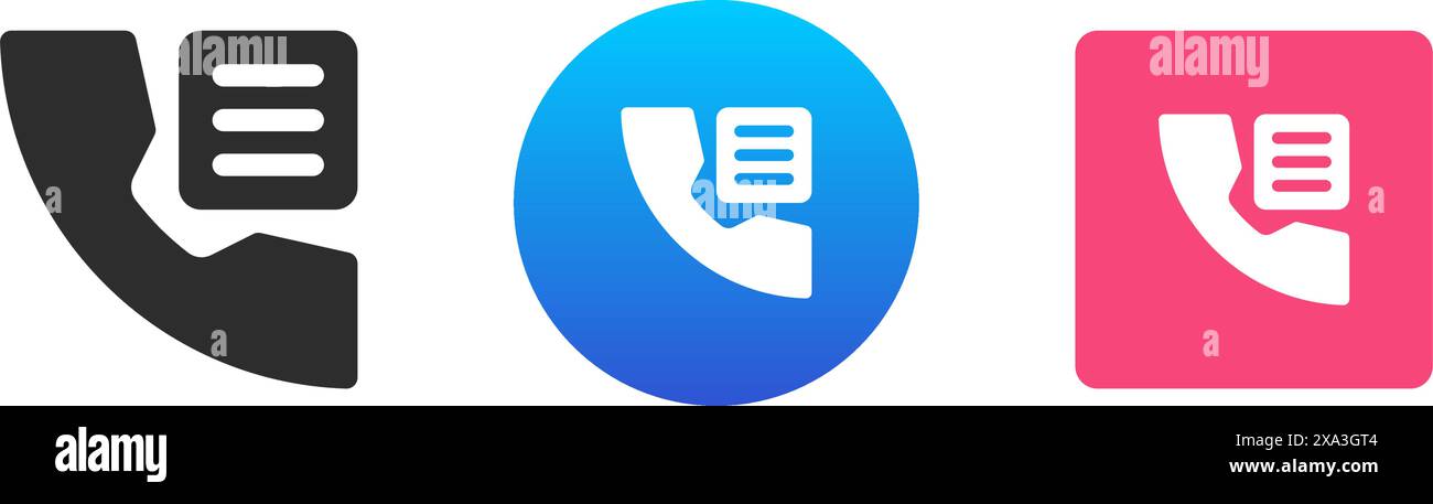 Phone book telephone directory handset with contact list icon set ...