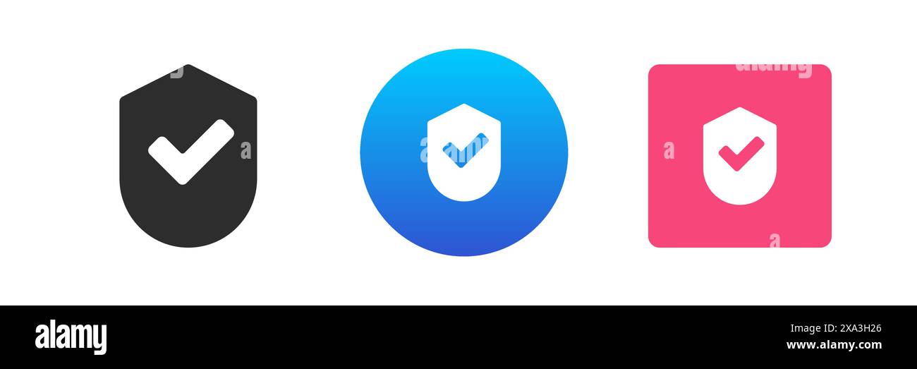 Check mark shield approved secure protection insurance identity icon ...