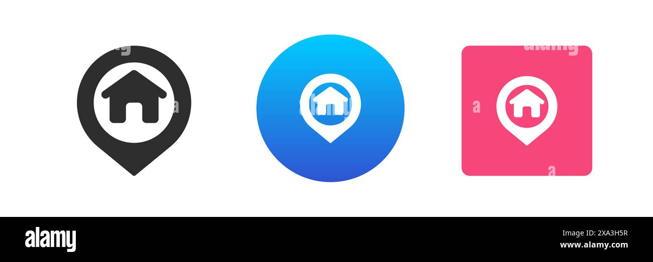 House address pointer map pin searching location navigation orientation icon set vector flat ...