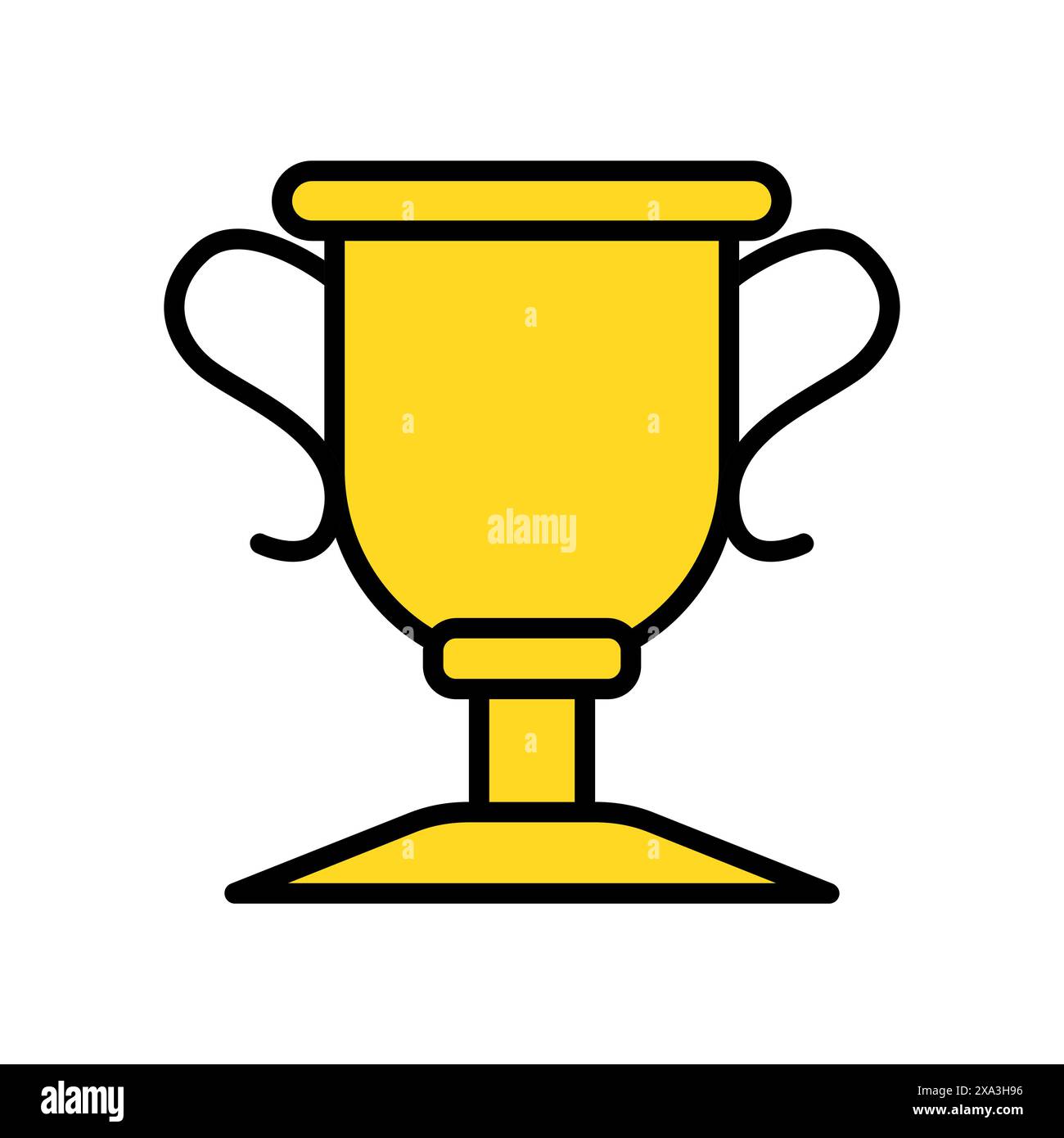 Trophy set icon. Gold cup, black outline, prize, award, victory ...