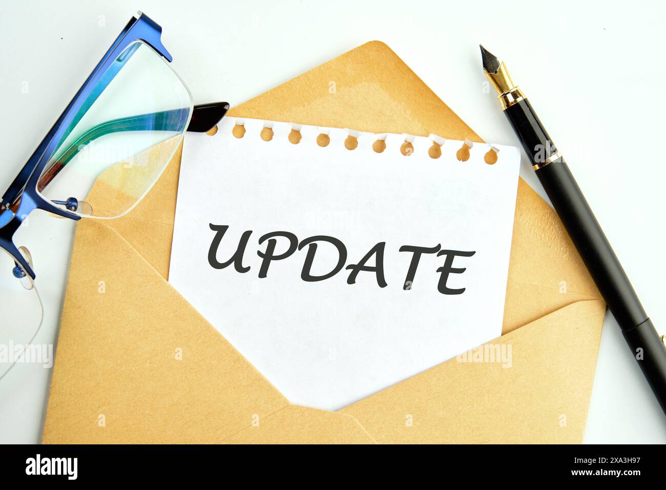 Business concept. UPDATE Word an inscription on a piece of paper ...