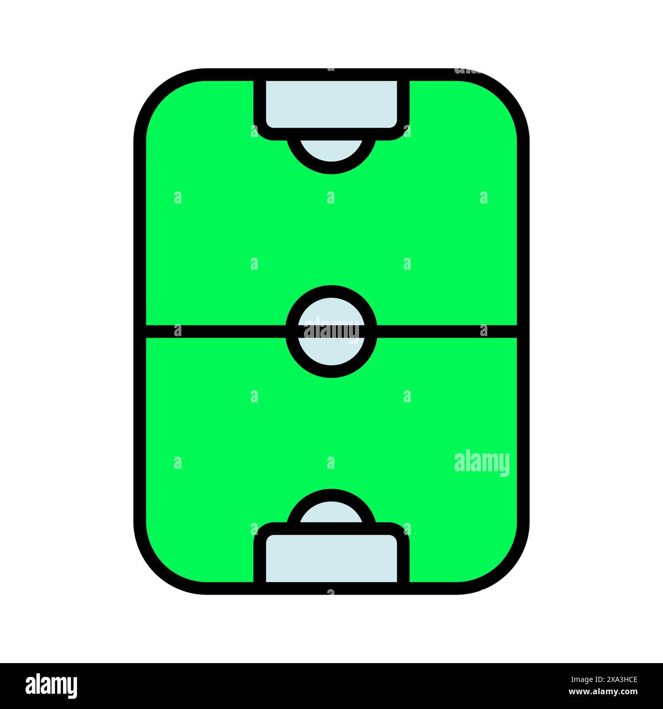 Soccer field set icon. Football pitch, goalposts, center circle, green ...