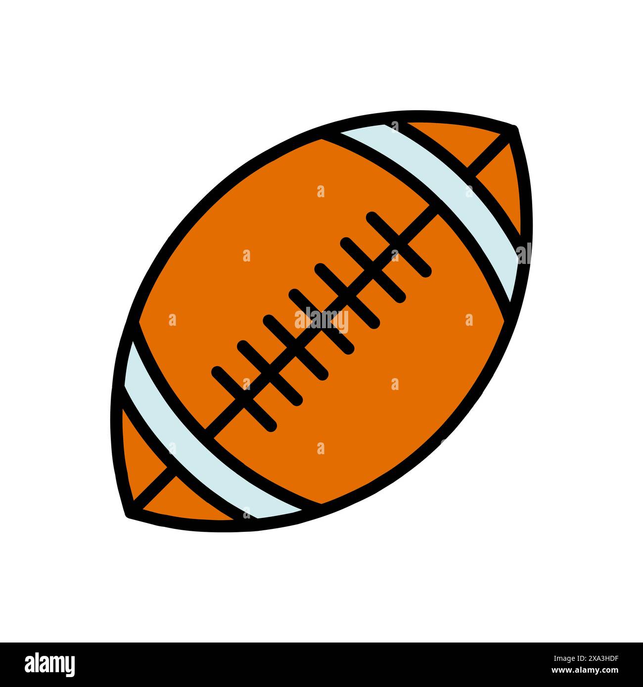 American football set icon. Brown oval ball, white stripes, black ...