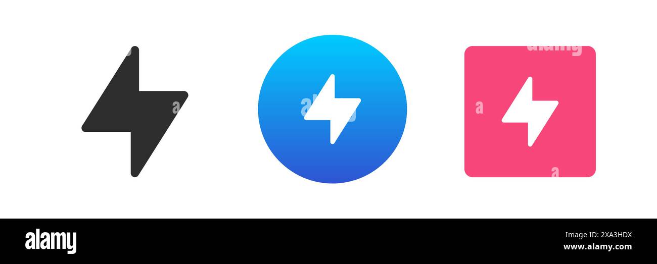 Charge lightning electricity power fast flash speed energy icon set ...