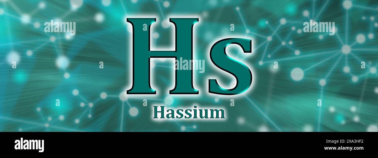Hs symbol. Hassium chemical element on green network background Stock ...