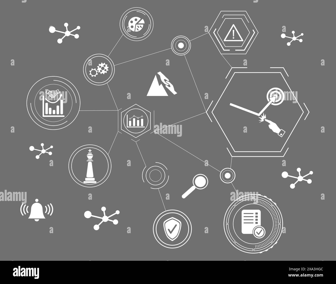 Concept of crisis management with connected icons Stock Photo - Alamy