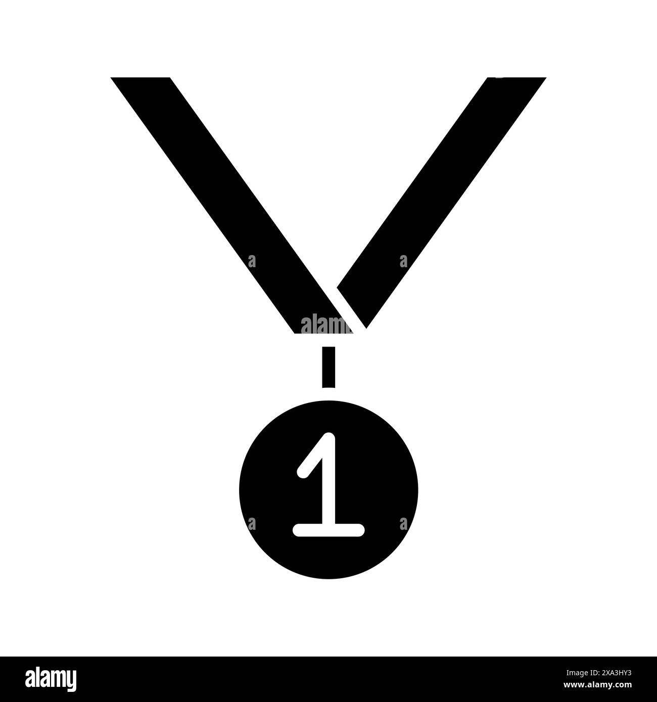 Medal set icon. Gold medal, blue ribbon, number one, award, achievement ...