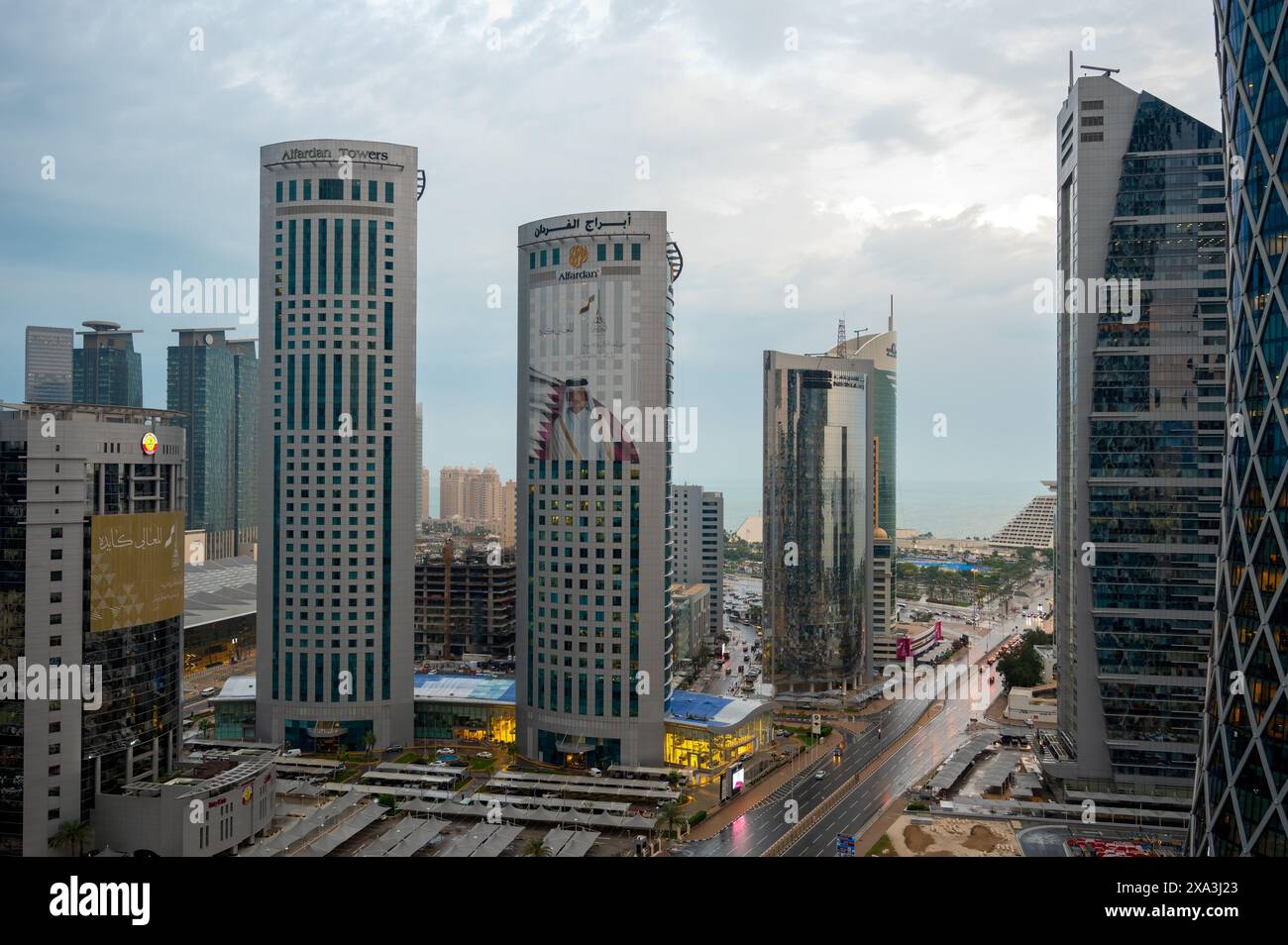 Doha Roads and traffic west bay Doha Qatar during rain Stock Photo - Alamy