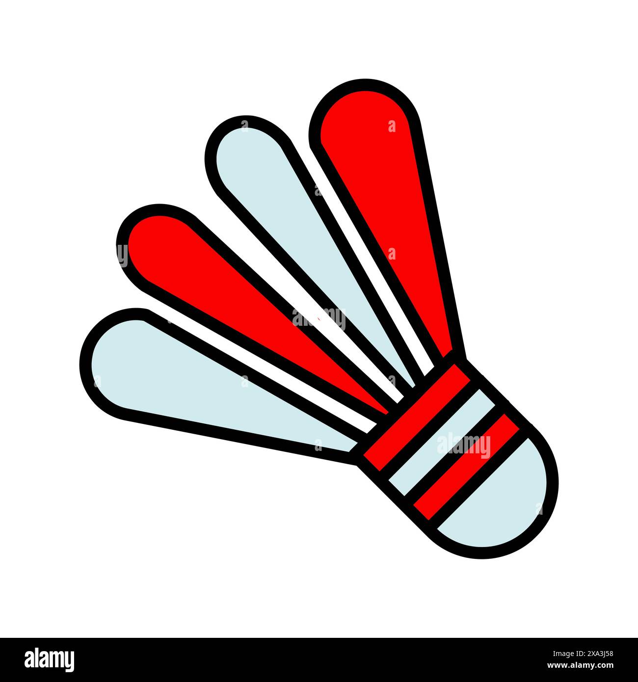 Badminton set icon. Shuttlecock, red and blue feathers, sports ...