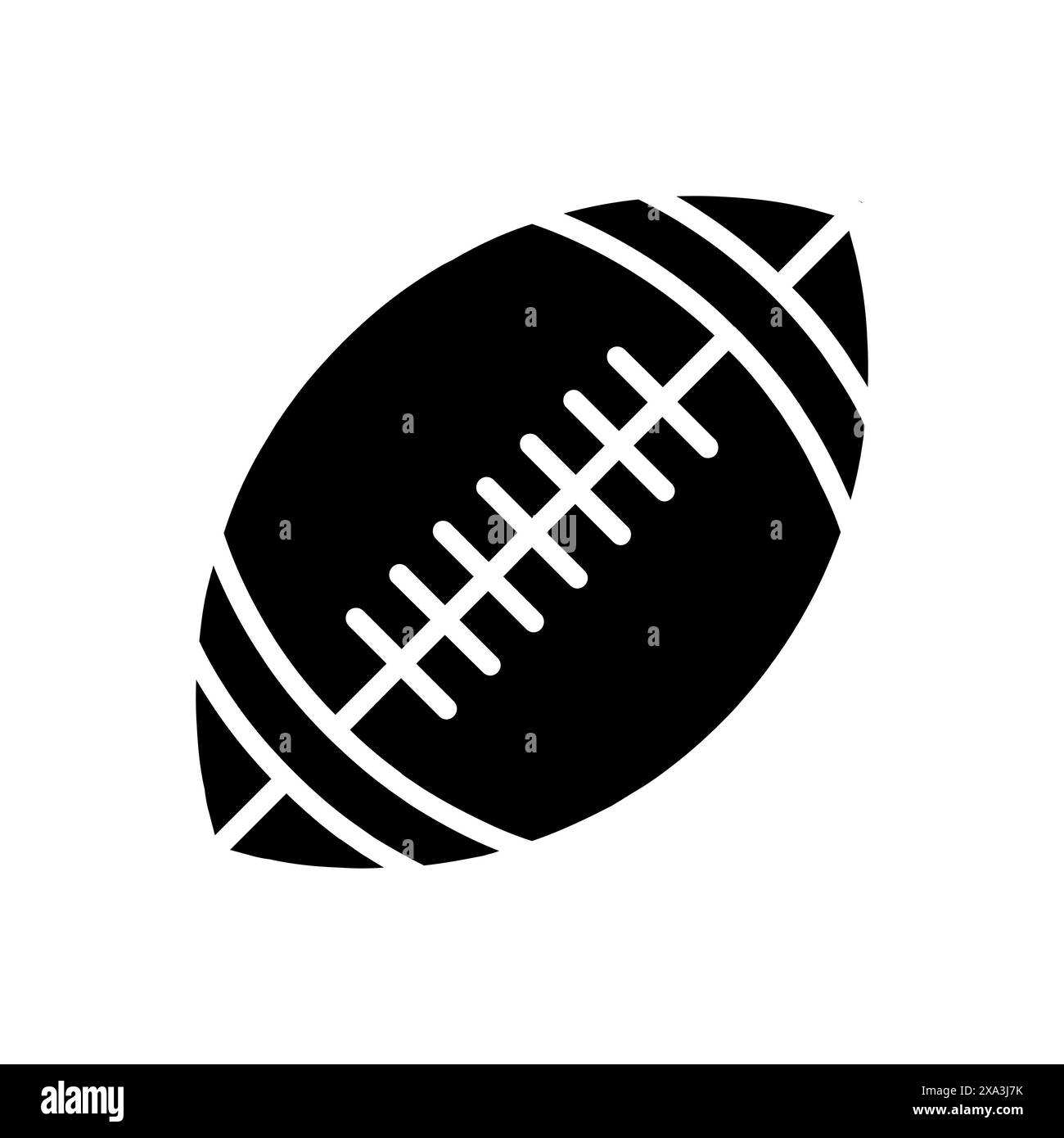 American football set icon. Brown oval ball, white stripes, black ...