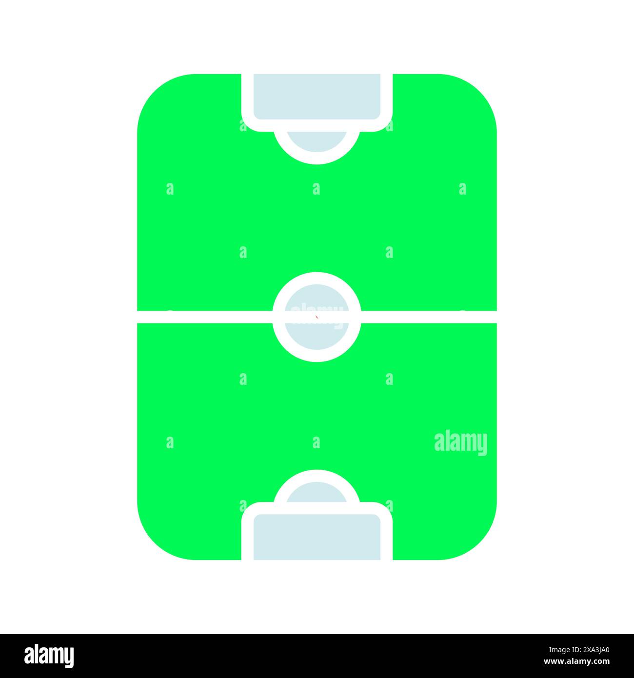 Soccer field set icon. Football pitch, goalposts, center circle, green turf, sports arena ...
