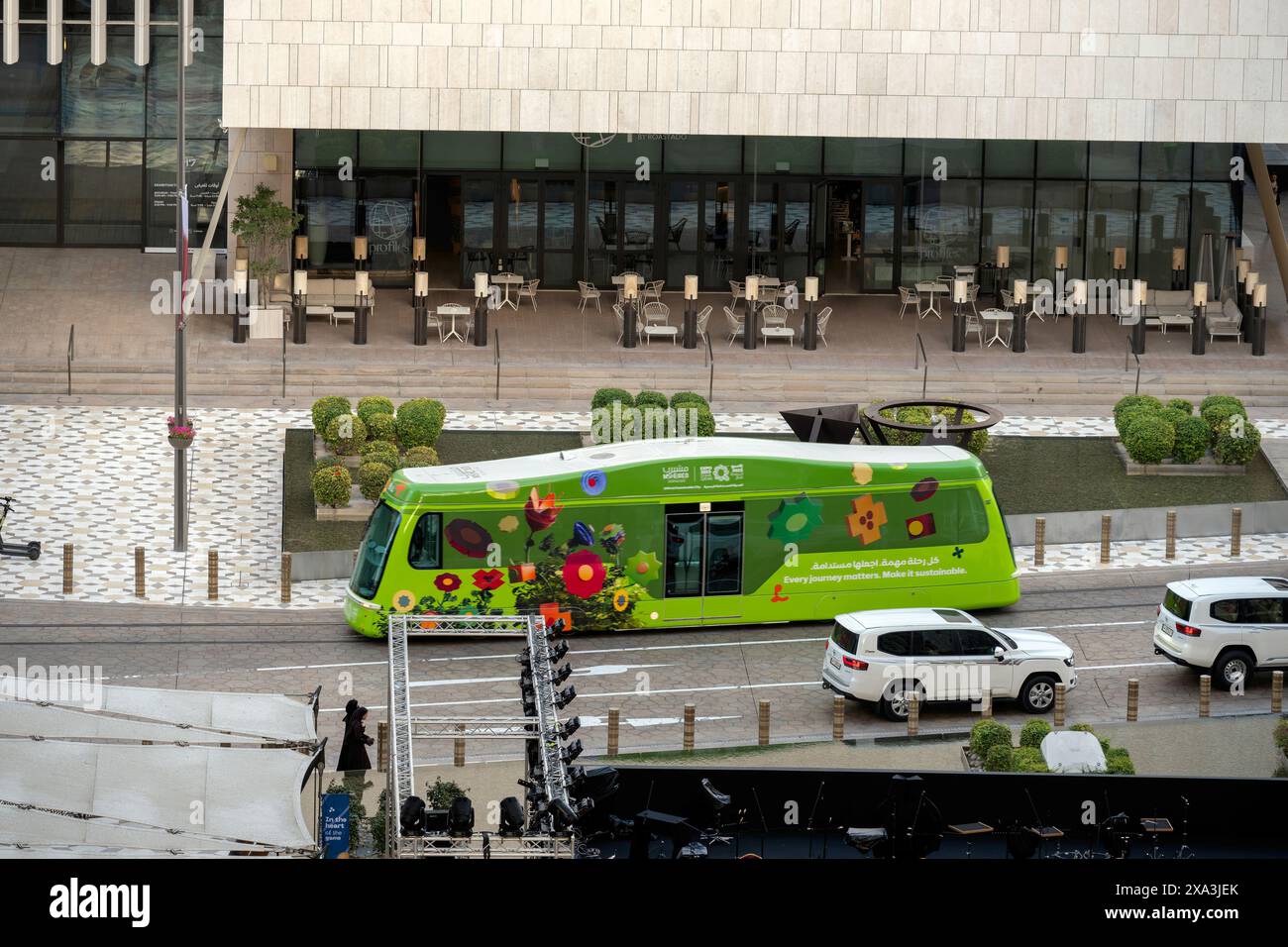 Building Architecture of Musheireb Downtown. Msheireb tram in ...
