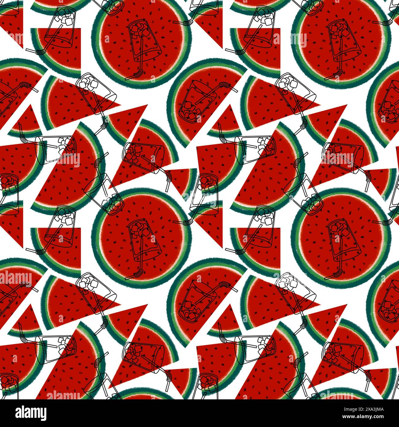 Summer drink seamless cocktails cartoon ice pattern for wrapping paper ...