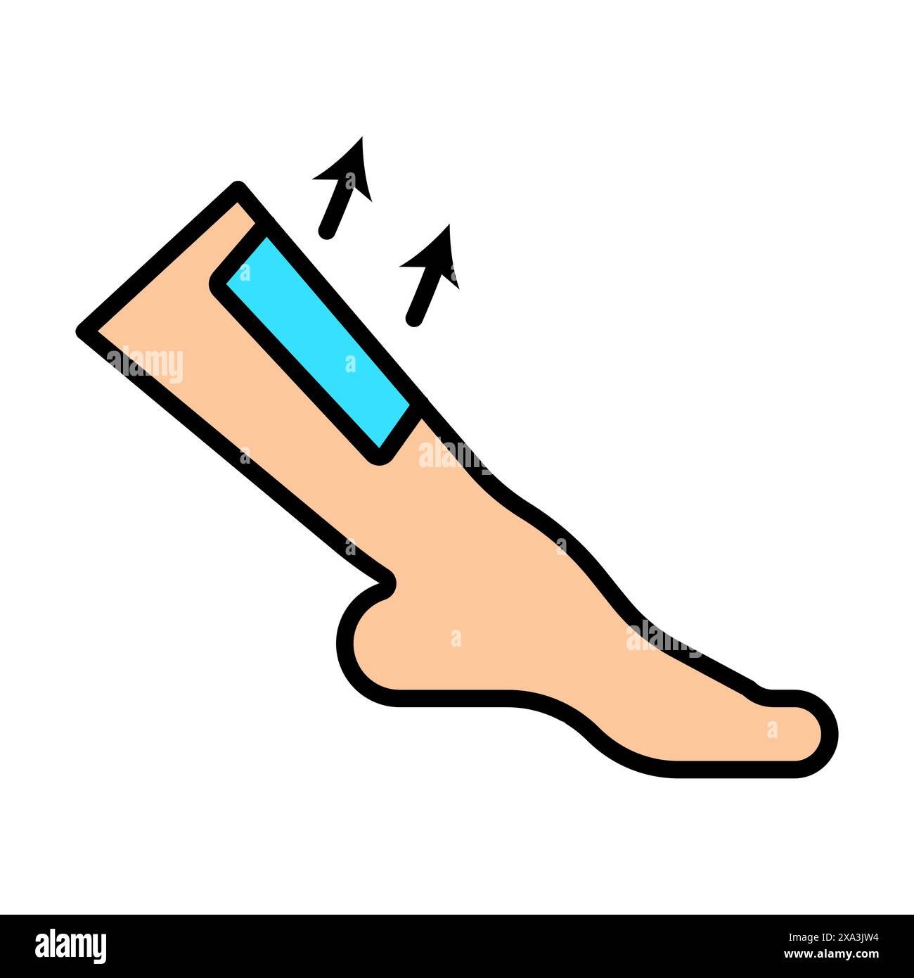 Hair removal icon. Leg with razor, depilation, smooth skin, grooming ...