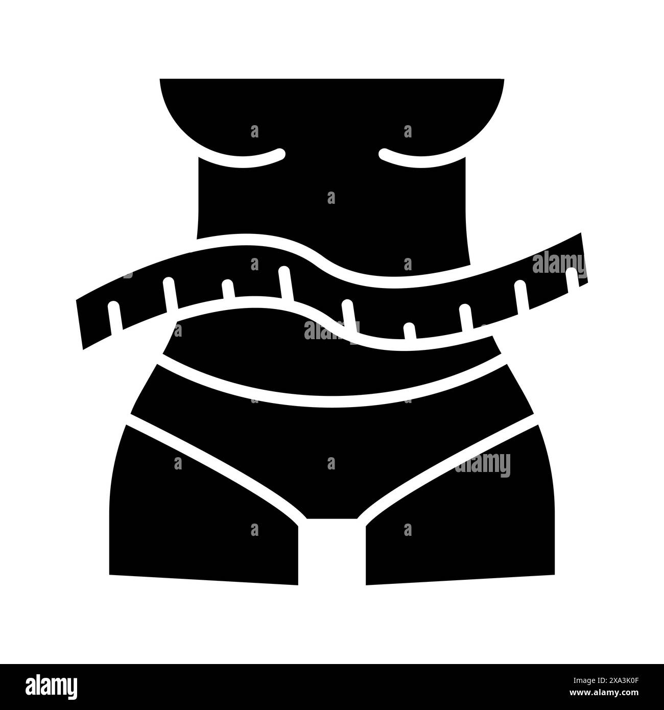 Fitness icon. Waist with measuring tape, weight loss, health, diet ...