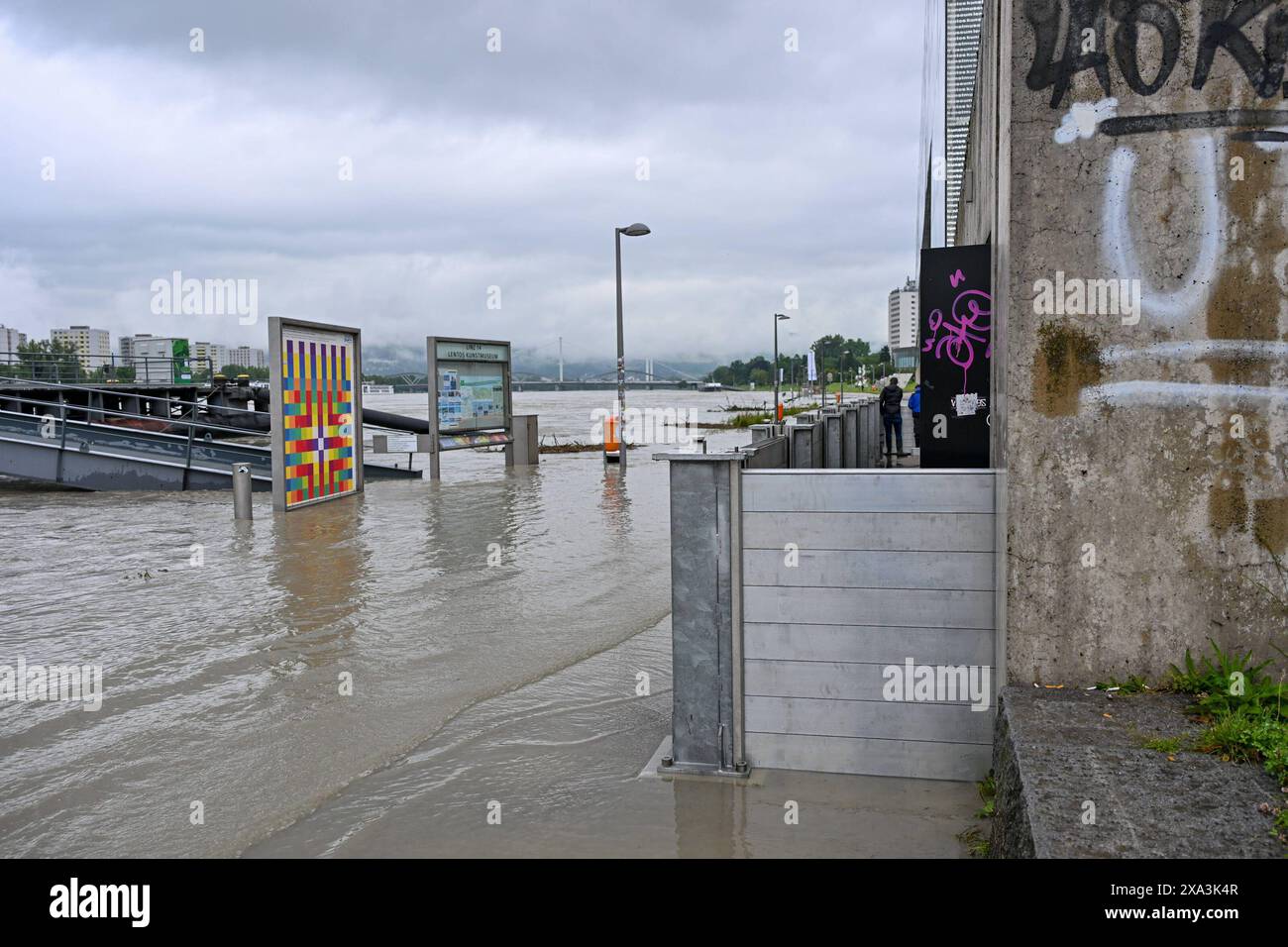 Linz, Urfahr, Hochwasser 04.06.2024, Linz, AUT, Urfahr, Hochwasser, im ...