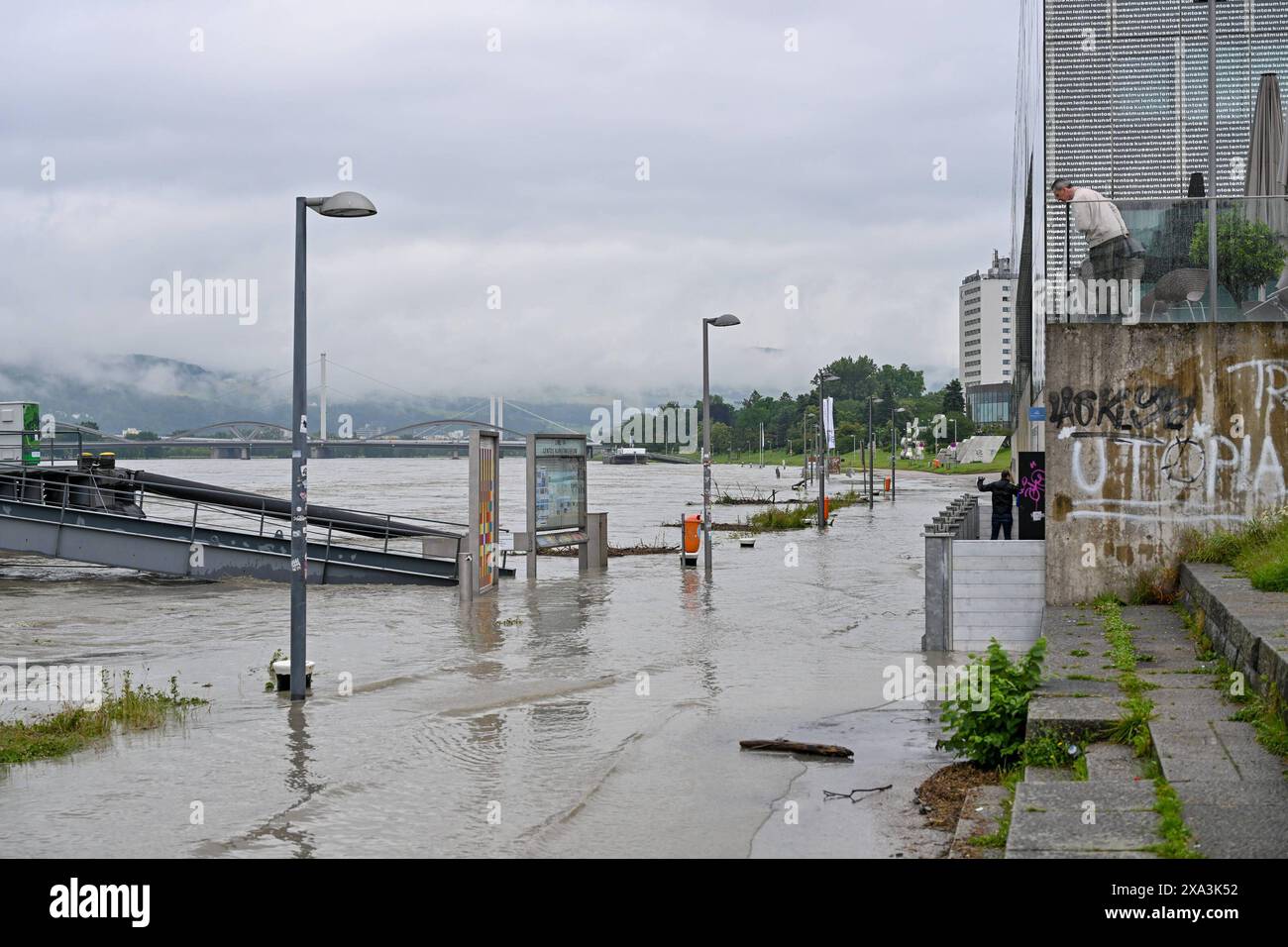 Linz, Urfahr, Hochwasser 04.06.2024, Linz, AUT, Urfahr, Hochwasser, im ...