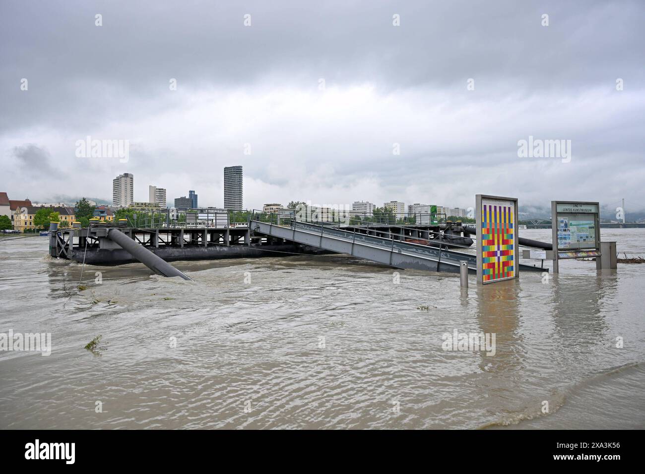 Linz, Urfahr, Hochwasser 04.06.2024, Linz, AUT, Urfahr, Hochwasser, im ...