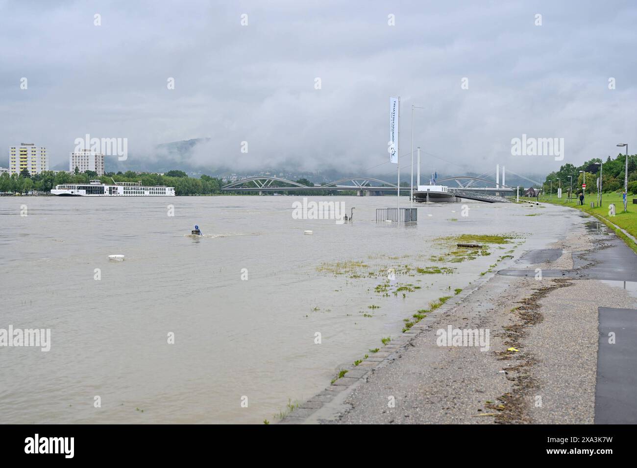 Linz, Urfahr, Hochwasser 04.06.2024, Linz, AUT, Urfahr, Hochwasser, im ...