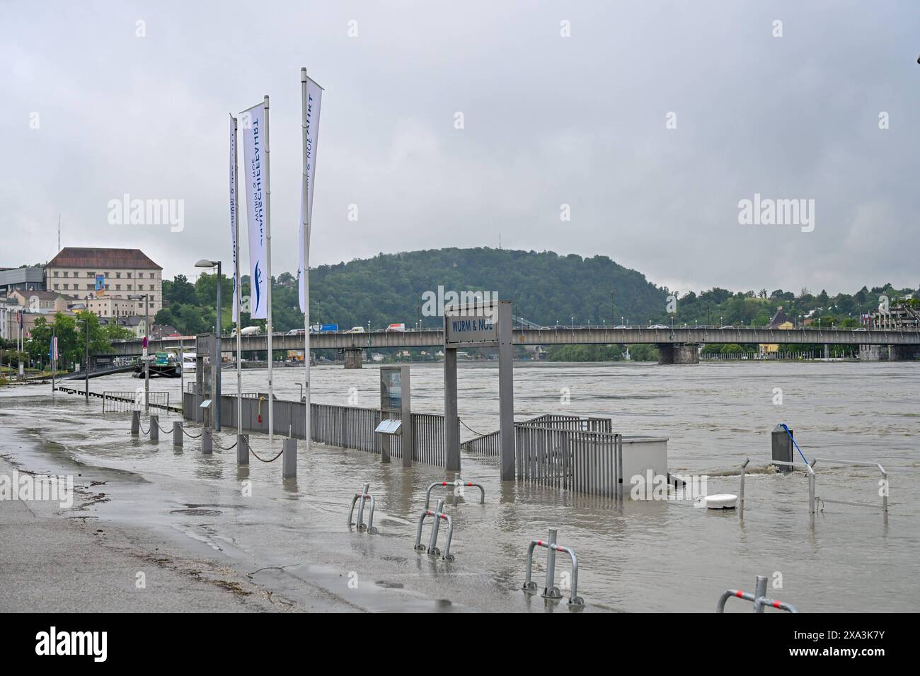 Linz, Urfahr, Hochwasser 04.06.2024, Linz, AUT, Urfahr, Hochwasser, im ...